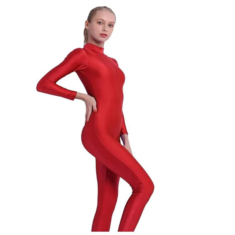 Speerise Adult Women Unitard High Neck Zip One Piece Full Body Leotard ...