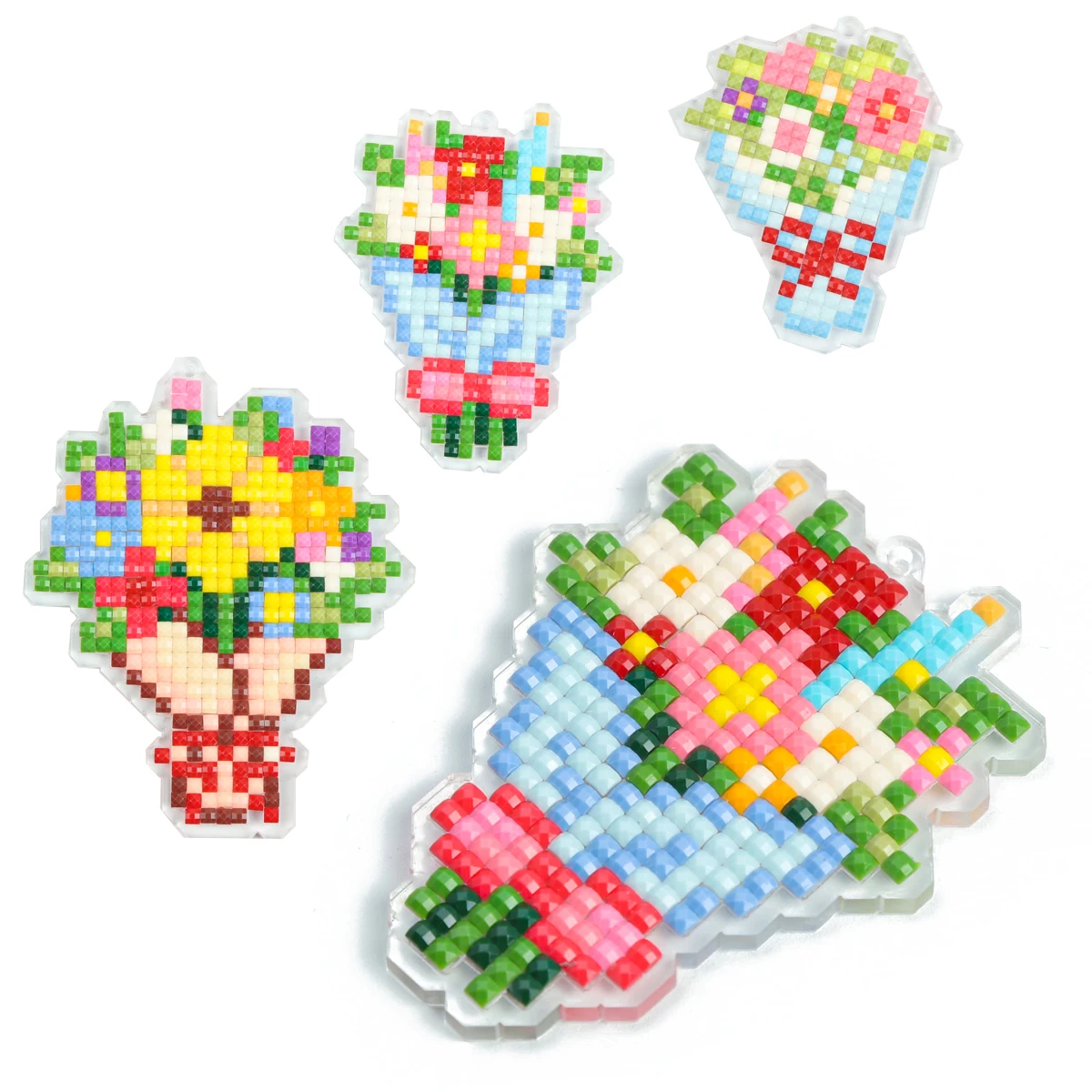 FOREVER YOUNG 3PCS Bouquet Acrylic Diamond Painting Keychain Kit - Full ...