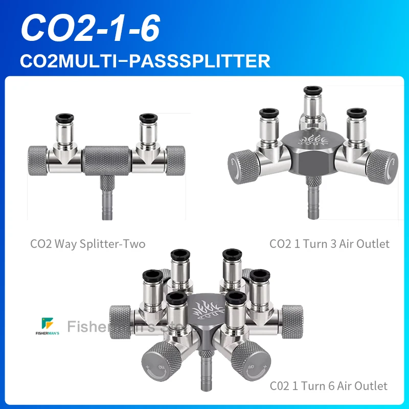 WEEK AQUA CO2 1 Turn 6 Air Outlet 6 Way Splitter Valve For CO2 Supply ...