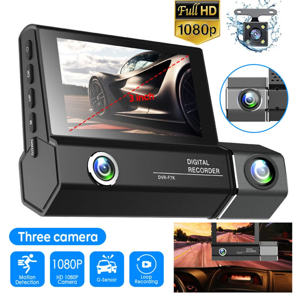 Car-Dash-Cam-DVR-1080P-3-Lens-3-0-Inch-High-definition-IPS-Screen-Wide ...