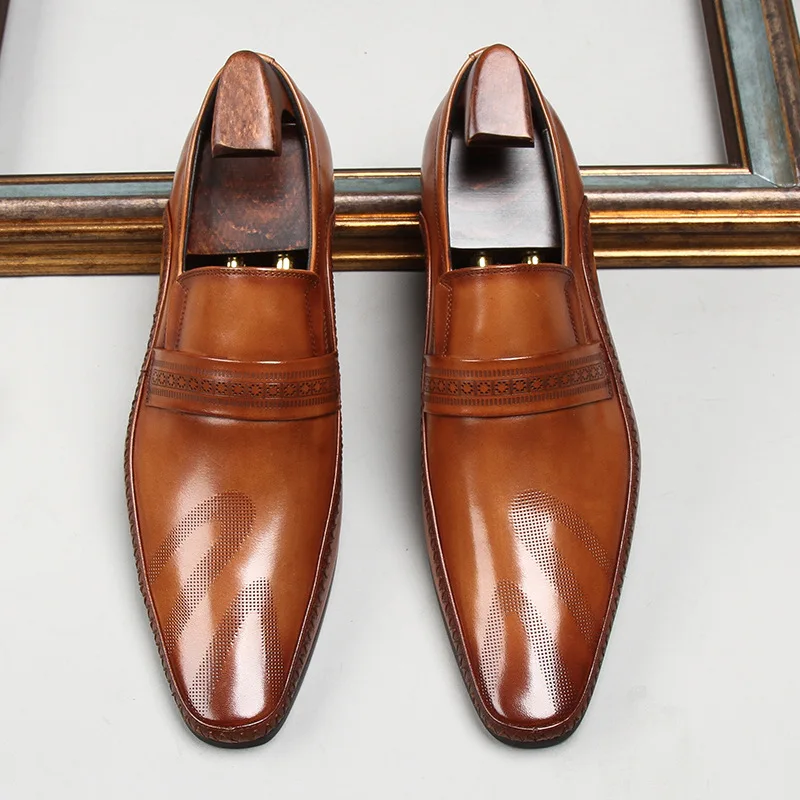 European Style Men Summer Wedding Shoes Genuine Leather Pointed Toe ...