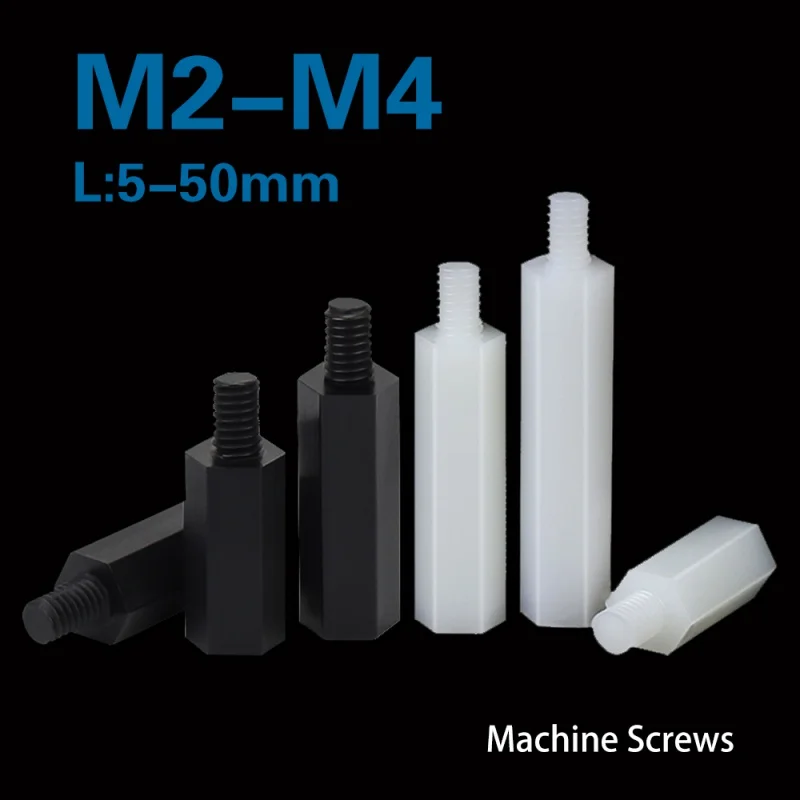 20-50pcs-Male-to-Female-White-Black-PCB-Nylon-Standoff-Spacer-M2-M2-5 ...