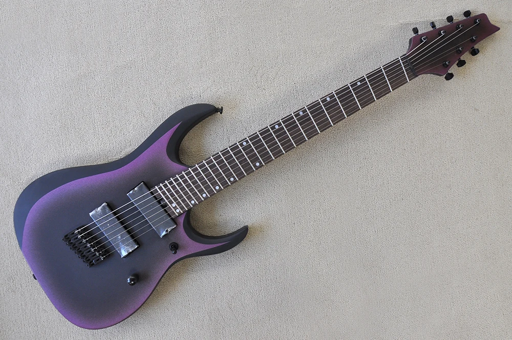Factory-Matte-Black-Purple-Electric-Guitar-7-Strings-Wenge-Neck ...