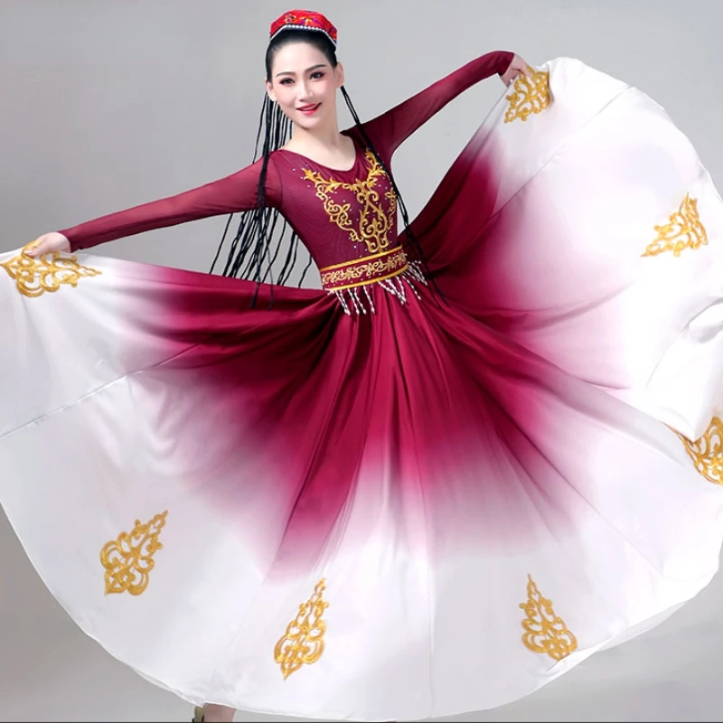 Xinjiang-Uygur-Dance-Performance-Clothes-Female-Big-Swing-Skirt-Adult ...