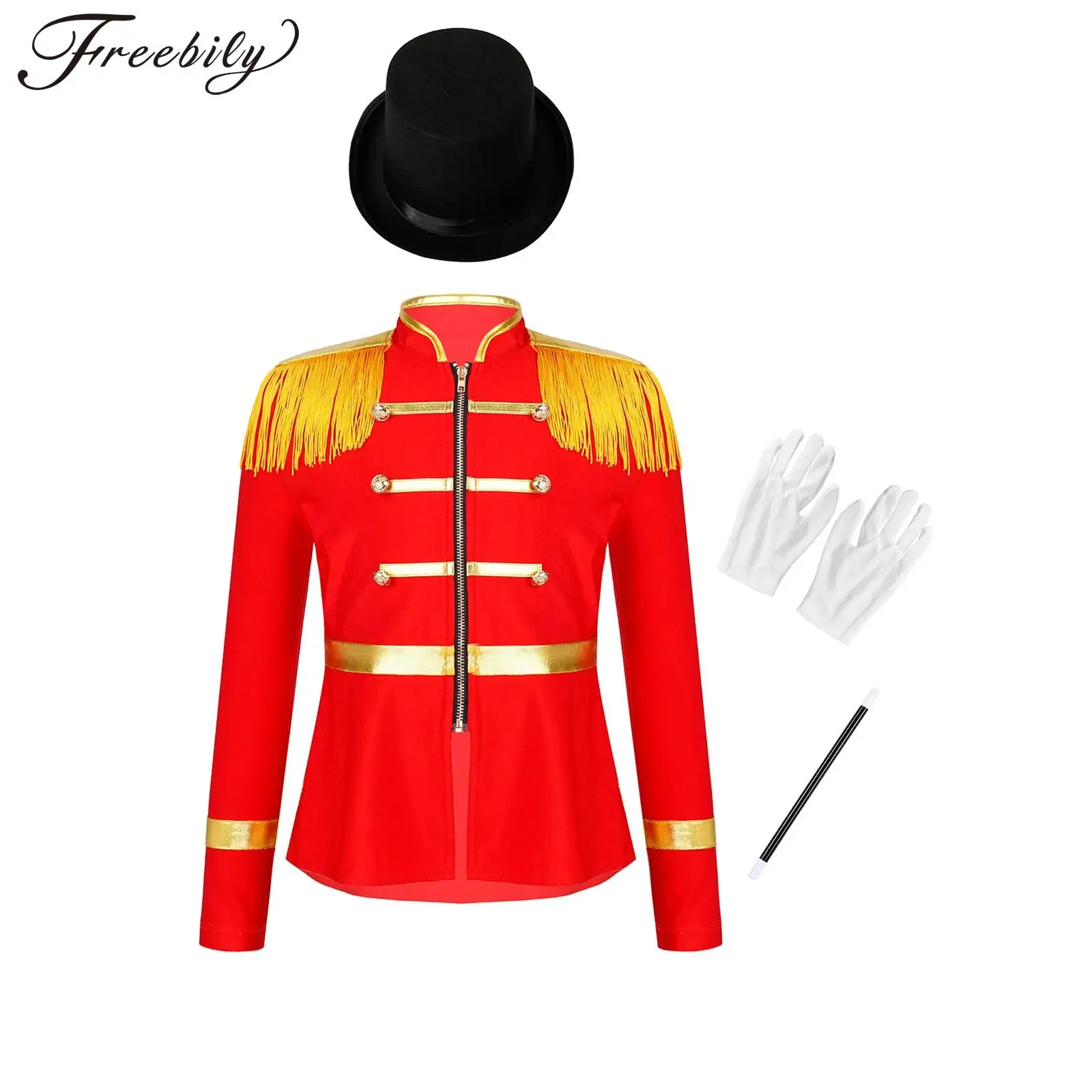 Girls-Circus-Ringmaster-Magician-Cosplay-Costume-Long-Sleeve-Coat-with ...