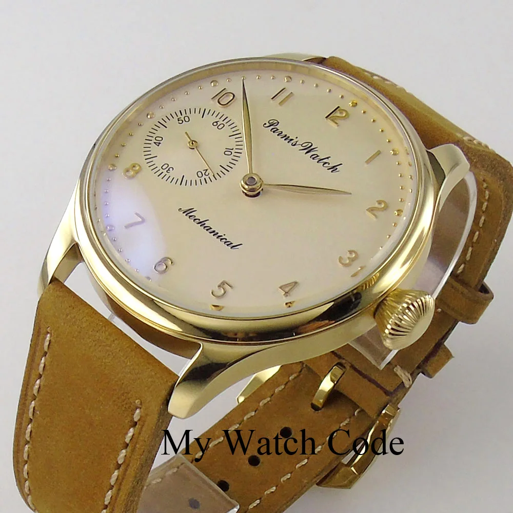 Vintage PARNIS Mechanical Hand Winding Watch Men Gold 44mm Steel ...