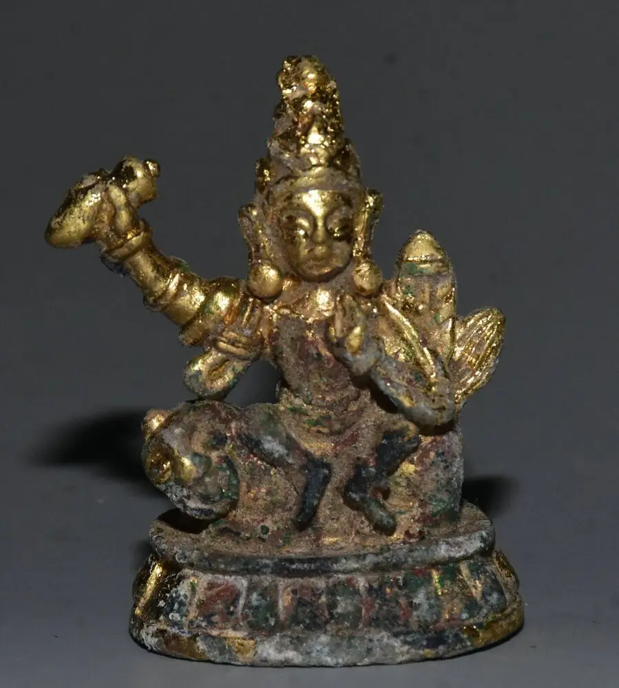 Antique-Tibet-Bronze-Ware-Gilt-Vaishravana-On-Lion-Protector-Deity ...
