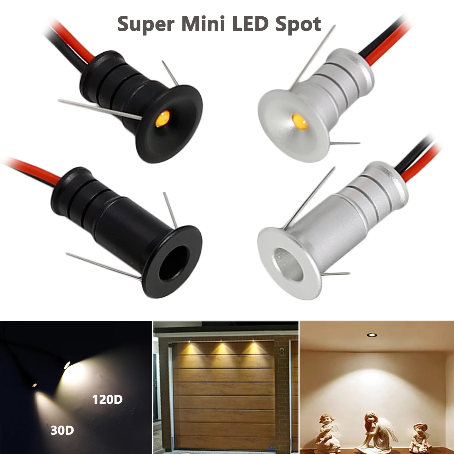Small Spot Light 0.5W Mini LED Spotlight 12V Dimmable 10mm Cutout Recessed Downlight Ceiling ...