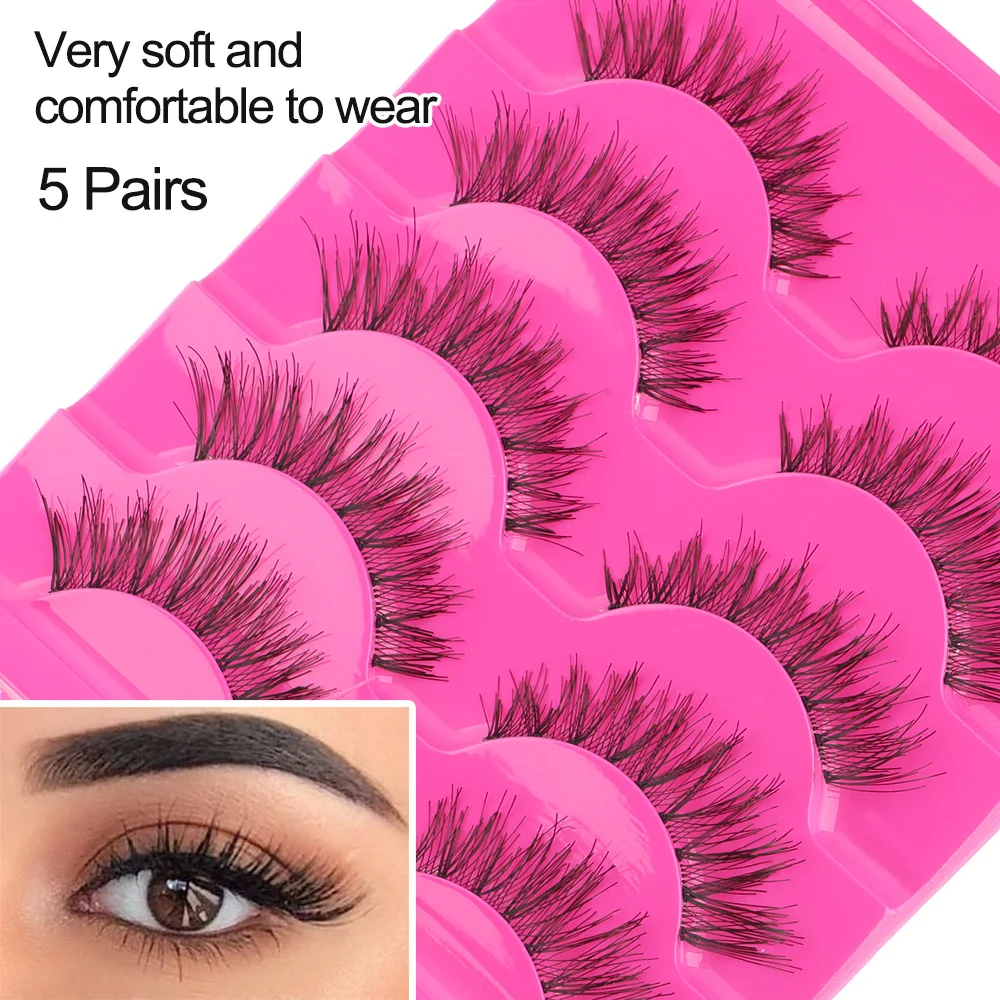 5-Pairs-Set-Black-Thick-False-Fake-Eyelashes-Natural-Soft-Eye-Lashes ...