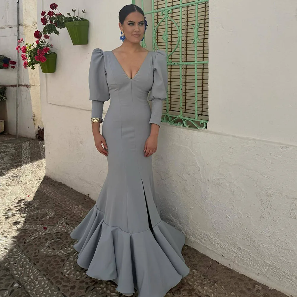 Flamenca Prom Dance Dress Mermaid Long Sleeves Satin Spanish Formal ...