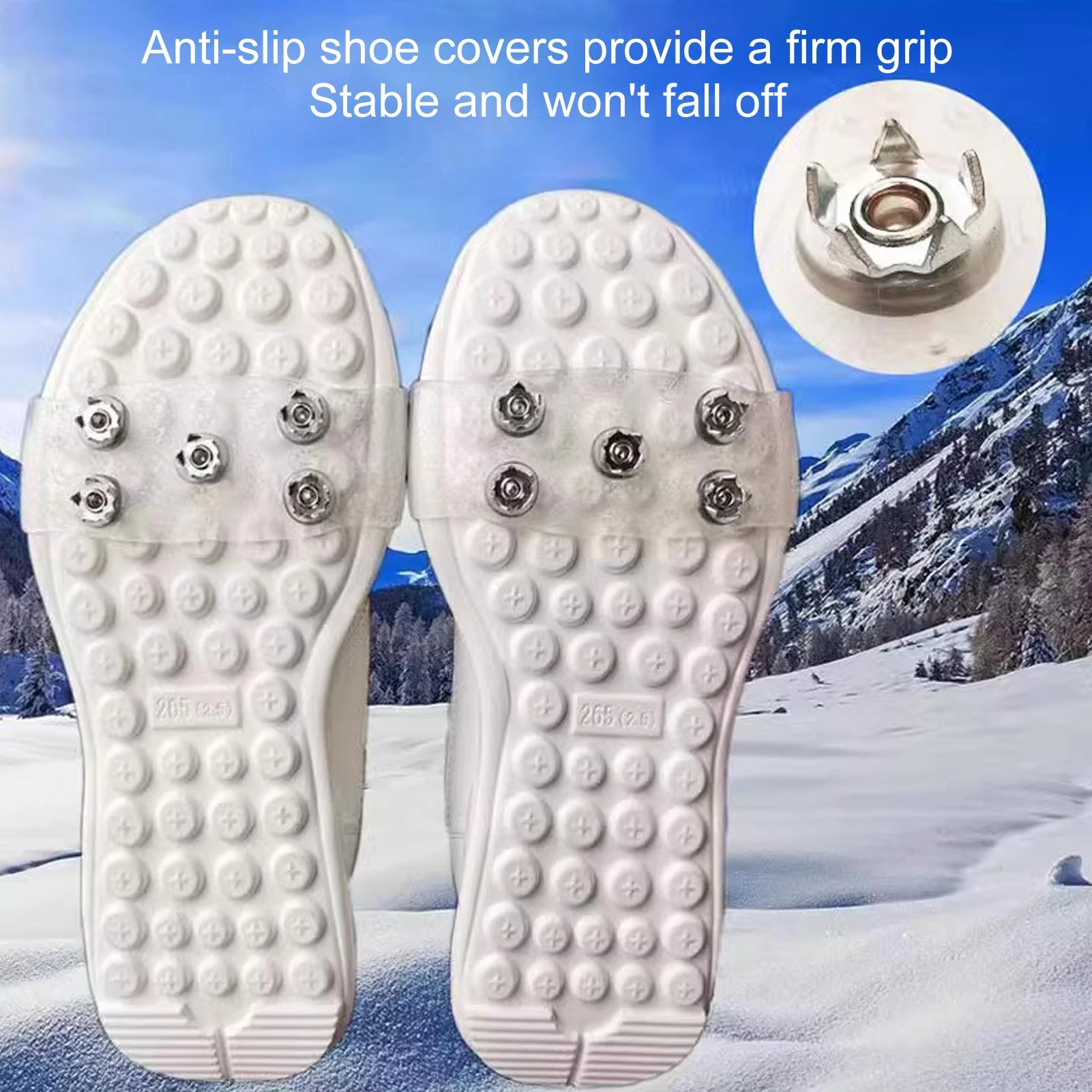 Shoes Ice Cleats With 5 Steel Studs Ice Snow Spikes Anti-slip Outdoor ...