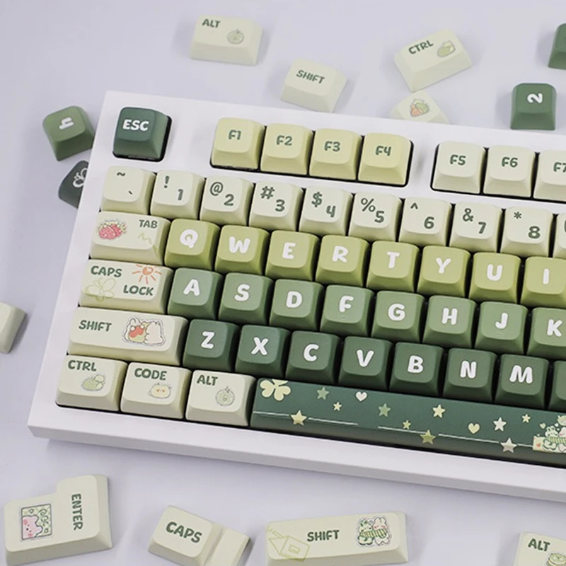 133-keys-Light-Green-PBT-Keycap-5-Sides-DYE-SUB-XDA-Profile-Customized ...