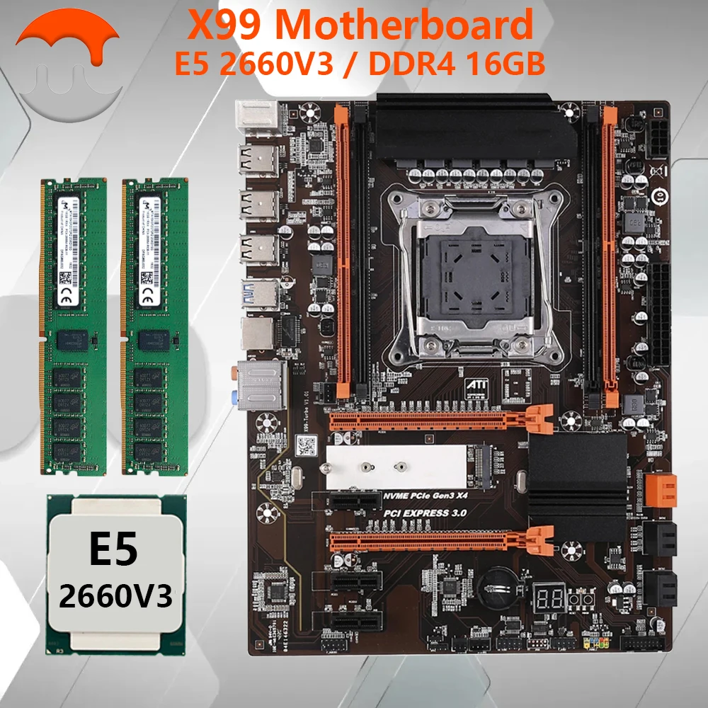 MJ-X99-Motherboard-LGA-2011-3-Set-Kit-Xeon-E5-2660-V3-CPU-Processor-16G ...