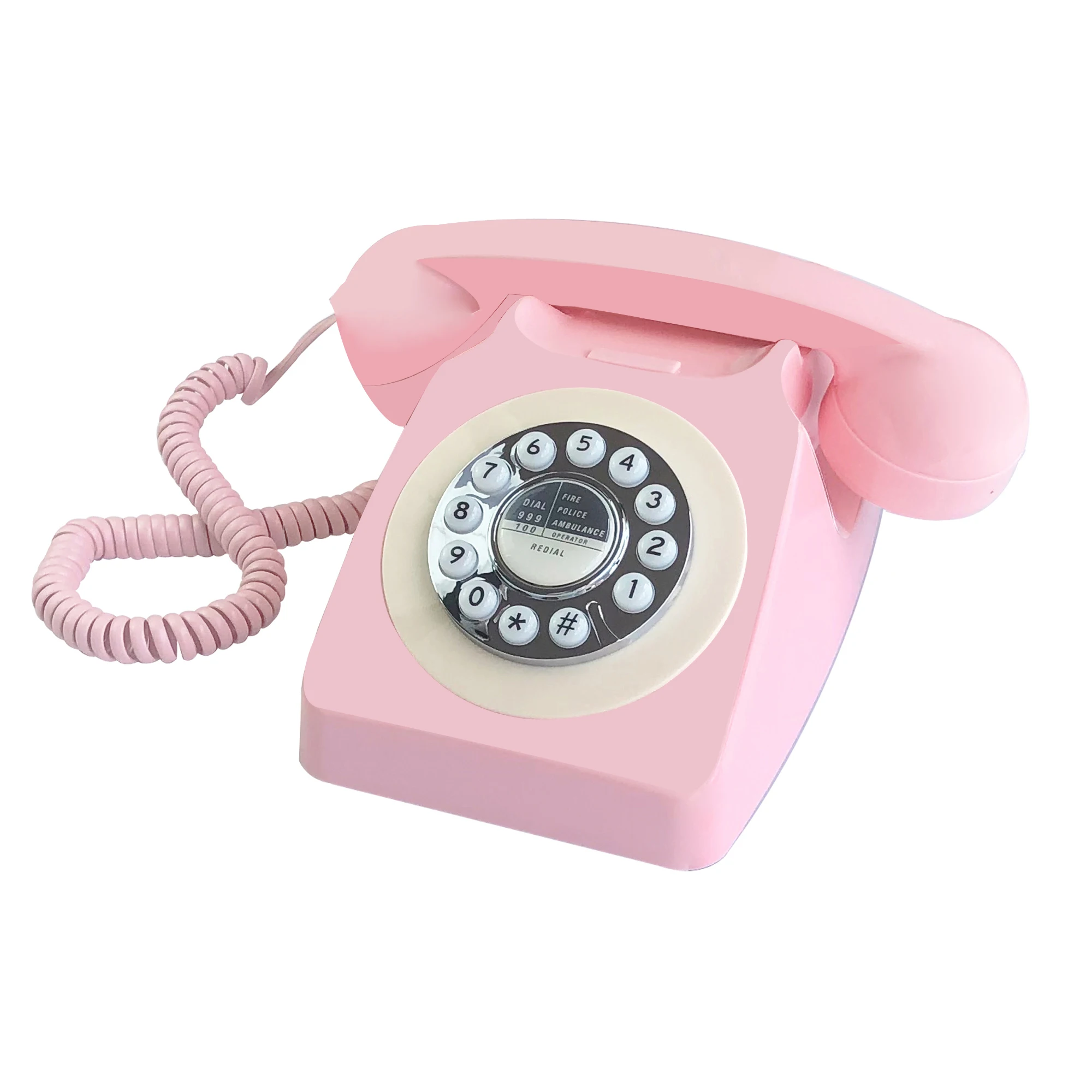 Pink-Telephone-for-Home-Office-Corded-Retro-Telephone-Old-Fashion ...