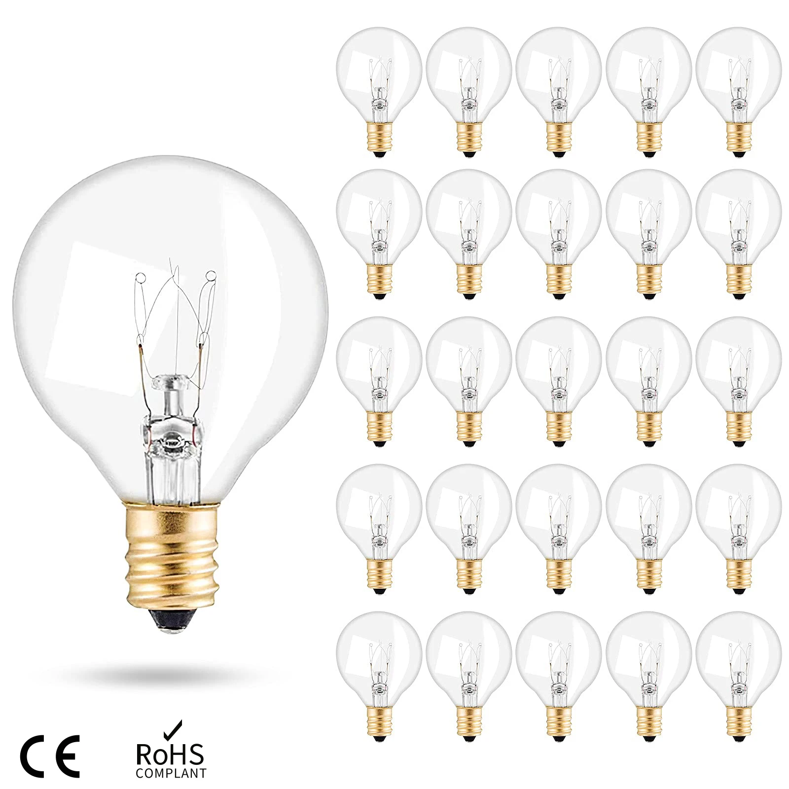 Globe Replacement Light Bulbs G40 7W Tungsten Edison Bulbs E12 2200K ...