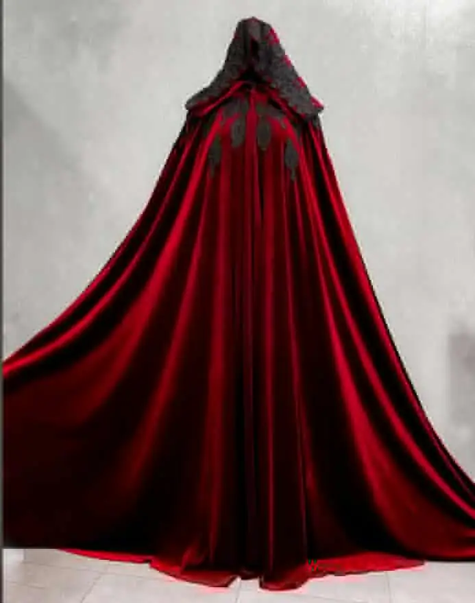 Black cape halloween Velvet Cloak Theater cloak Hooded cloak Halloween ...