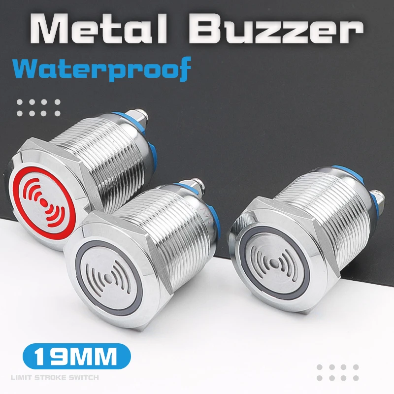 19mm-Metal-Buzzer-Stainless-Steel-Waterproof-IP67-Red-LED-High-Decibel ...