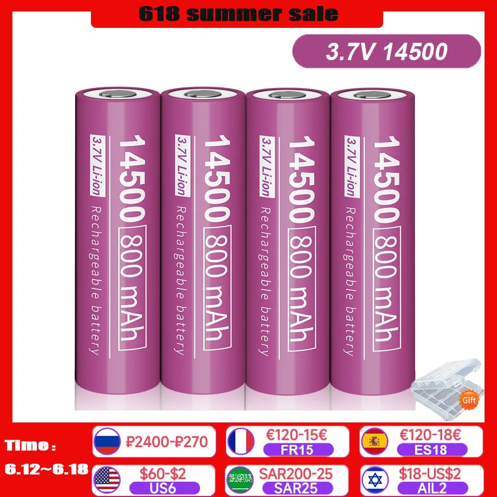 3.7v 800mah Rechargeable 14500 Li Ion Battery - R7 Brand 14500 800mah 3 ...