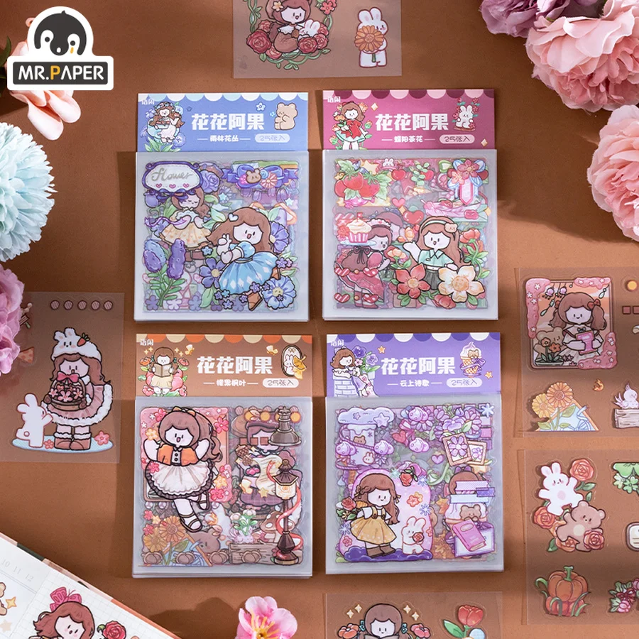 Mr.paper pegatina alfanumérica de dibujos animados de chica Kawaii ...