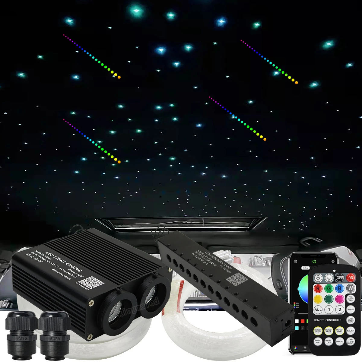 32w Rgbw Car Roof Star Music Control Shooting Star Ceiling Light Meteor ...