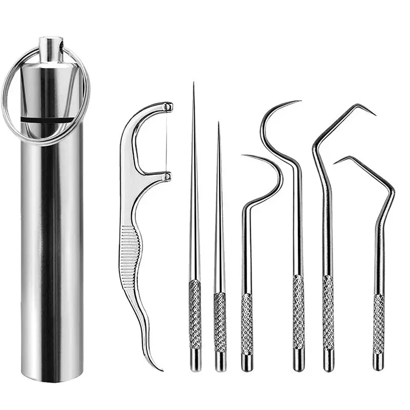 Stainless-Steel-Toothpick-Set-Tooth-Flossing-Reusable-Toothpicks ...