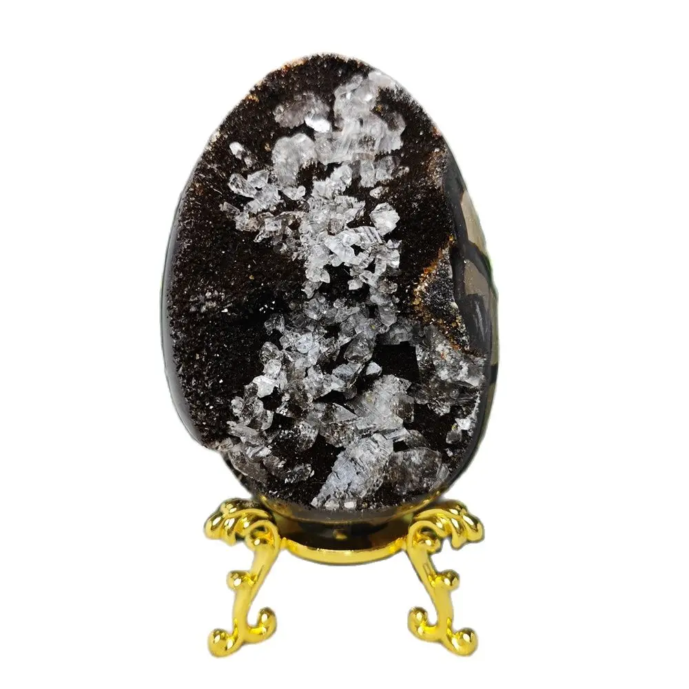 Natural-Stone-Septarium-Egg-Fluff-Crystal-Mineral-Crystal-Geode-Home ...