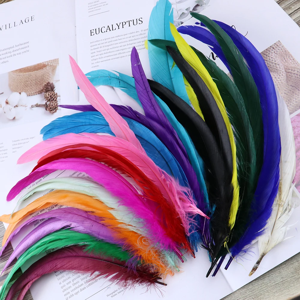 50PCS Colored Rooster Tail Feather Chicken Plume for Handicraft ...