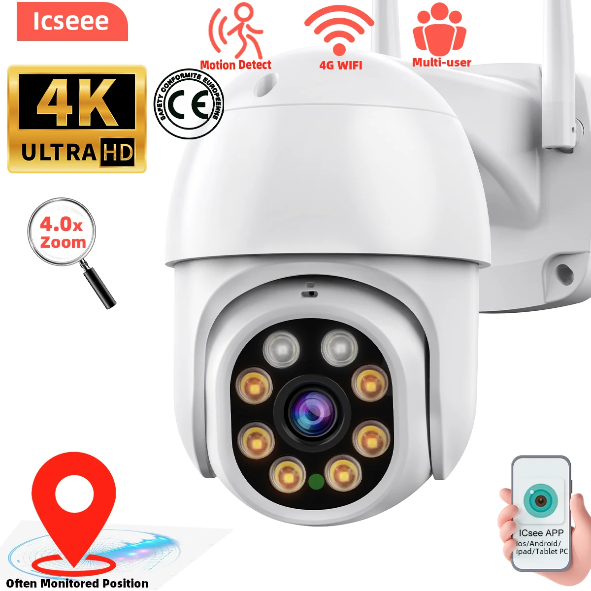 8MP Ip Camera Cctv Outdoor Beveiliging Ptz Surveillance 4K Camera ...