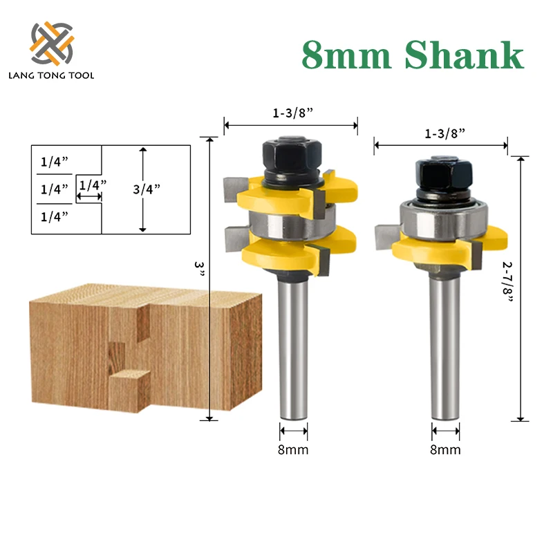Lang Tong 2pcs Tools Joint Assemble Router Bits Tongue & Groove T-slot ...