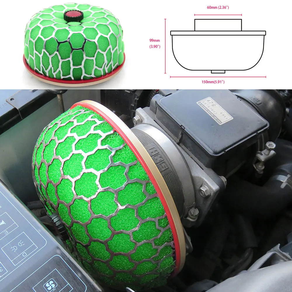 60mm Air Filter Vehicle Accessories Round Mushroom Design Intake Flow ...