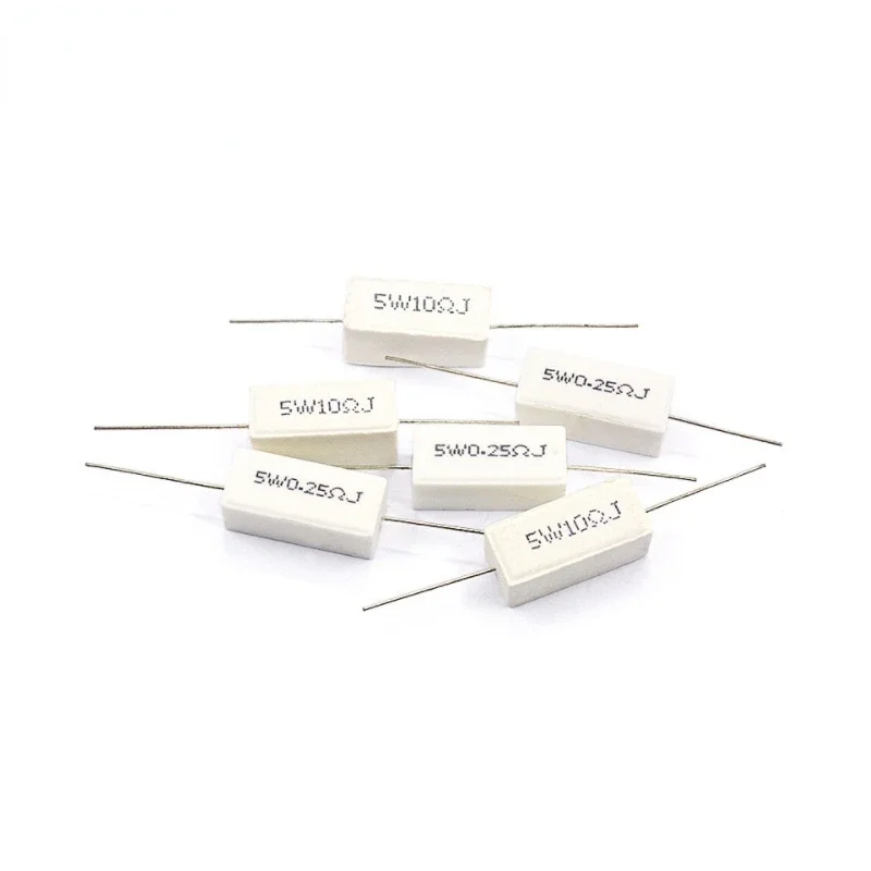 10PCS-5W-Cement-Ceramic-Resistance-Power-Resistance-0-3R-0-6R-1-8R-2R-4 ...