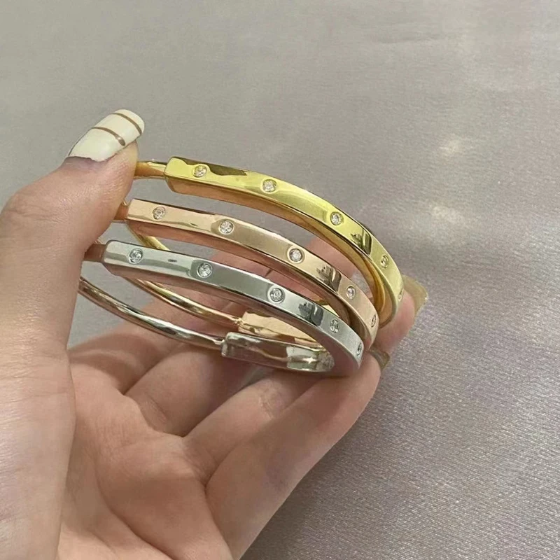 925 Silver Lock Bracelet Ladies Classic Design Temperament Fashion ...