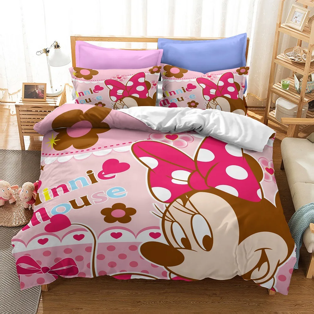 Cartoon-Mickey-Minnie-Mouse-Bedding-Set-for-Kids-Boys-Girls-Double ...