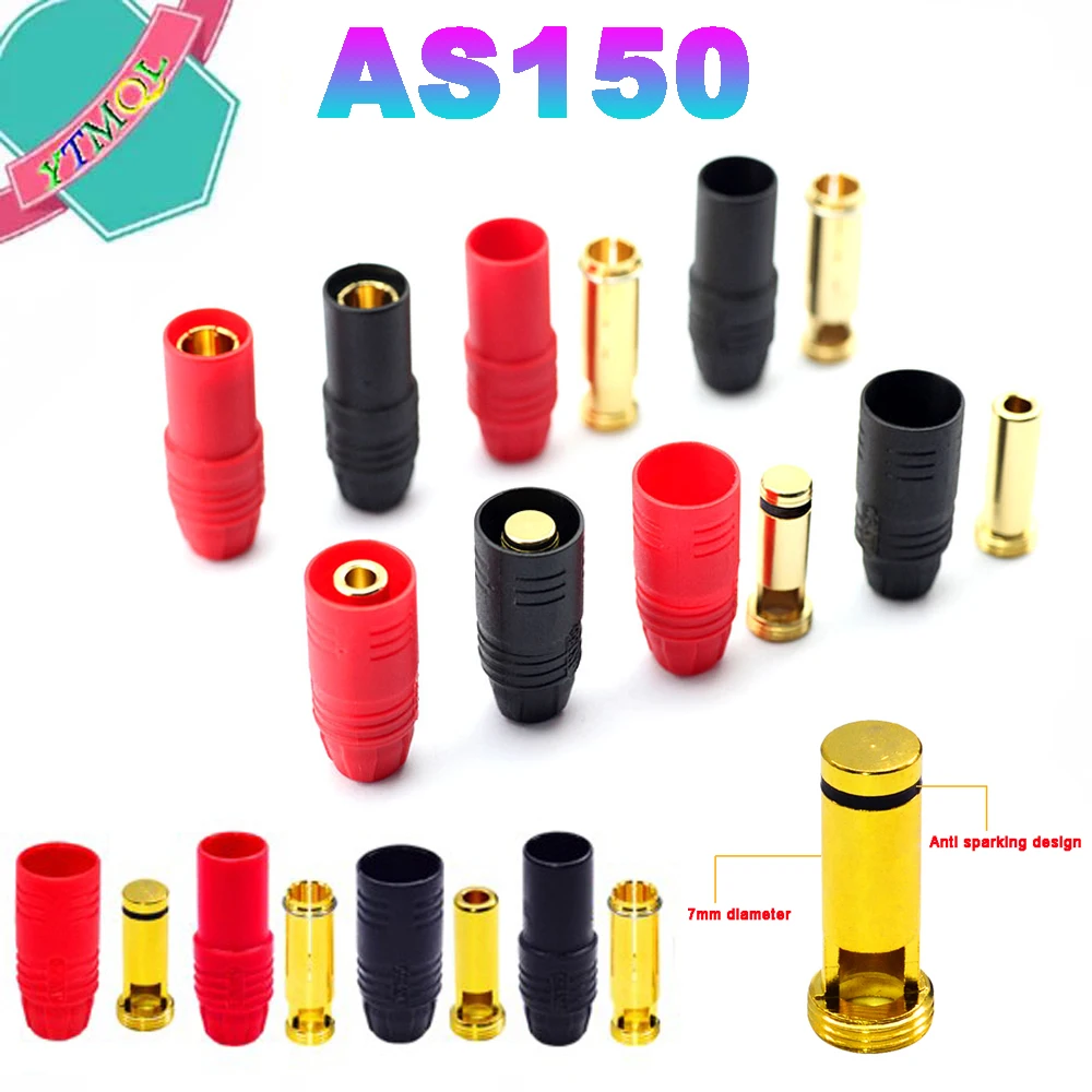1Pcs AS150 Male Female Anti Spark Connector 7mm Gold Plated Banana Plug ...