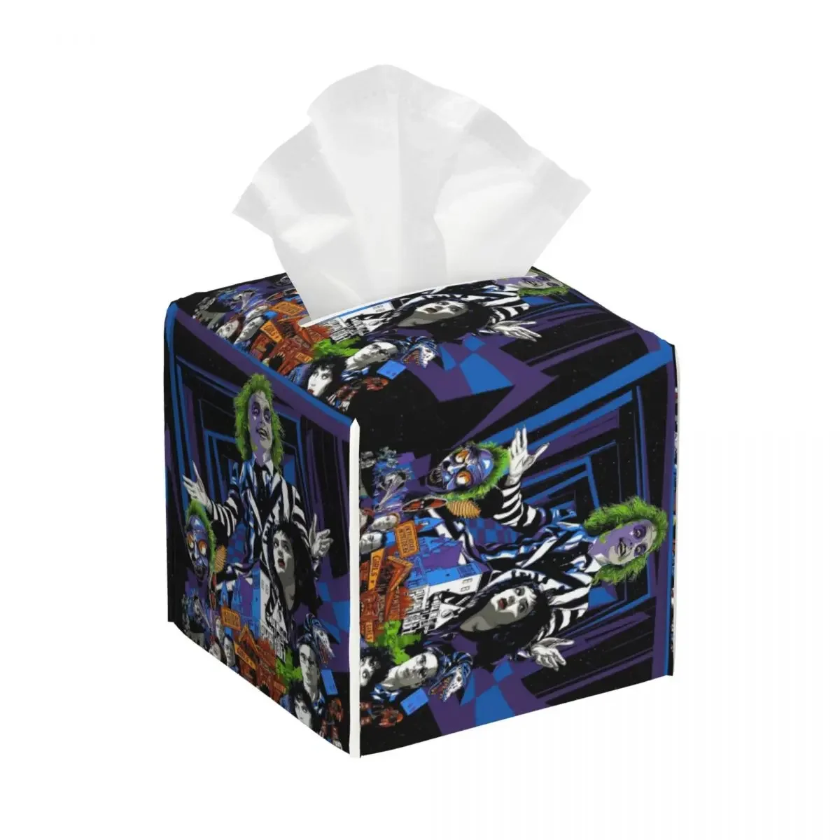 Custom Horror Movie Beetlejuices Tissue Box Cover PU Leather Square Tim ...