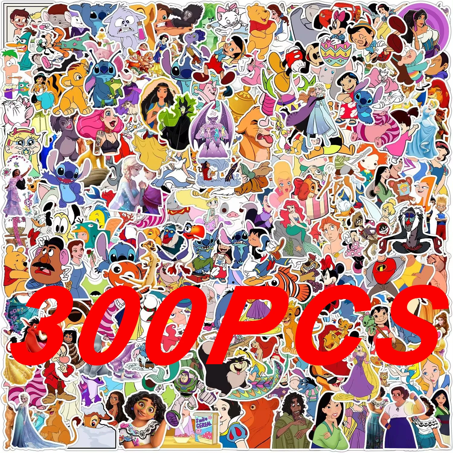 100-200-300Pcs-Disney-Mix-Stitch-Micky-Princess-Stickers-Graffiti ...