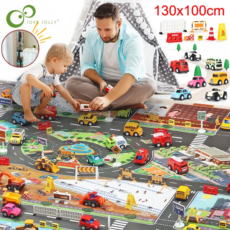 130x100cm-Traffic-Map-Game-Mat-Children-Car-Parking-Map-Pretend-Play ...