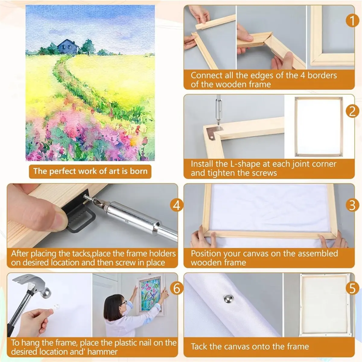 3 Set Canvas Stretcher Bars, DIY Wood Canvas Frames Kit Sturdy ...