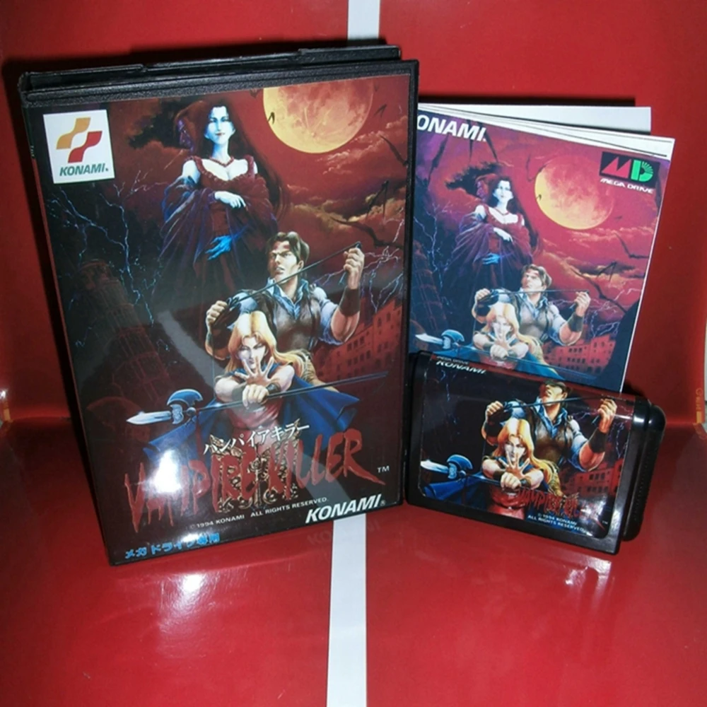 VampireKiller-with-Box-and-Manual-for-16-Bit-Sega-MD-Game-Cartridge ...
