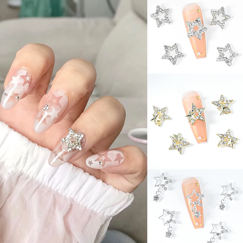 10Pcs-Hollow-Out-Pentagram-Alloy-Charms-10mm-Gold-Silver-Metal-Star ...