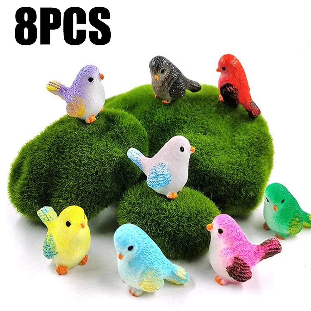 8PCS Miniature Bird Figurines Dollhouse Simulation Bird Figures Toy ...