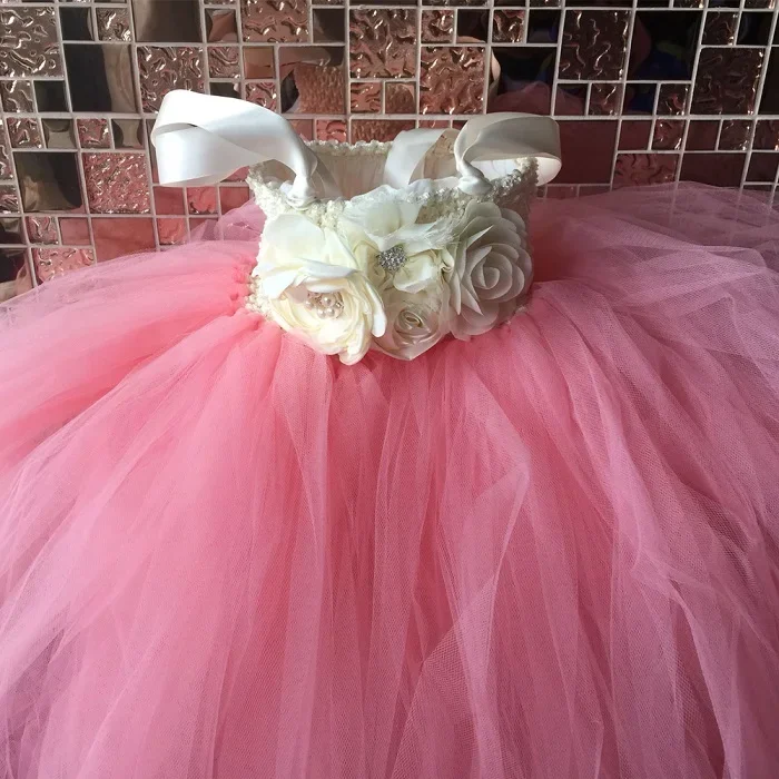 Vestido de tul con tutú para niña de las flores, largo hasta los ...