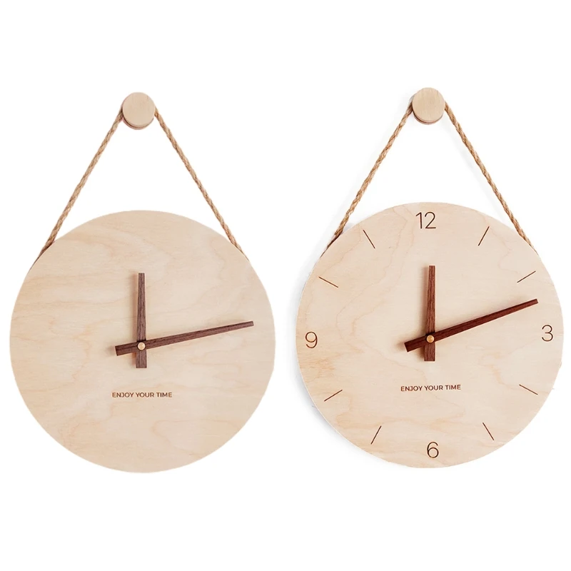 Wooden-Nordic-Wall-Clock-Japanese-Simple-Clocks-Home-Living-Room-Clock ...