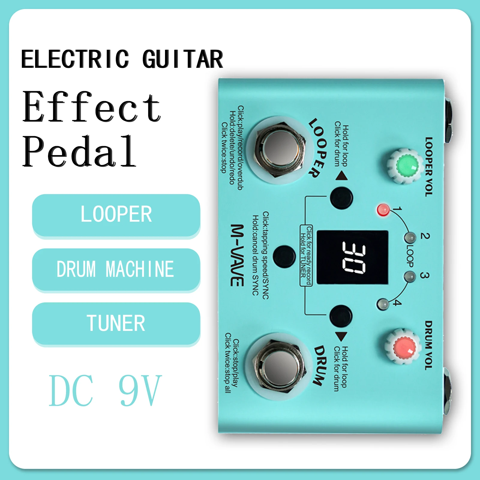 M-VAVE-LOOPER-Electric-Guitar-Effect-Pedal-Recording-Drum-Machine ...