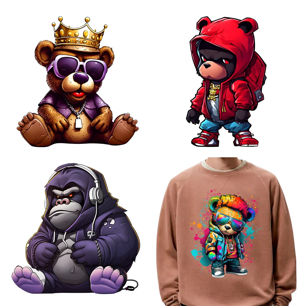 Calcomanías de oso de gángster de Graffiti, Parche de transferencia DTF ...
