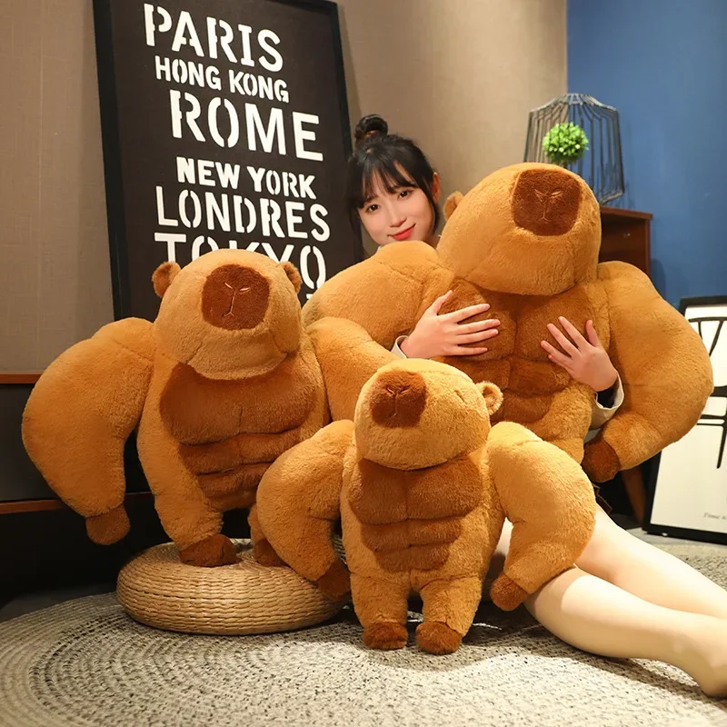Brown-Muscular-Capybara-Doll-Plush-Toy-Stuffed-Strong-Aquatic-Animal ...
