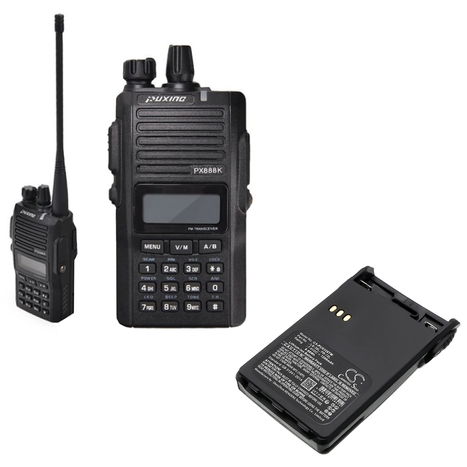 Two-Way Radio Battery LB-62L LB-38L for PUXING PX-888K PX-UV973 PX-777 ...