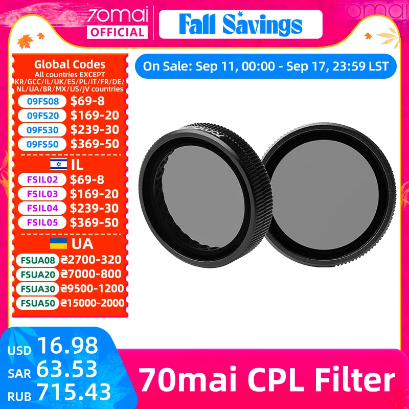 Original-70mai-CPL-Filter-Only-for-70mai-Dash-Cam-70mai-Car-DVR-A510 ...