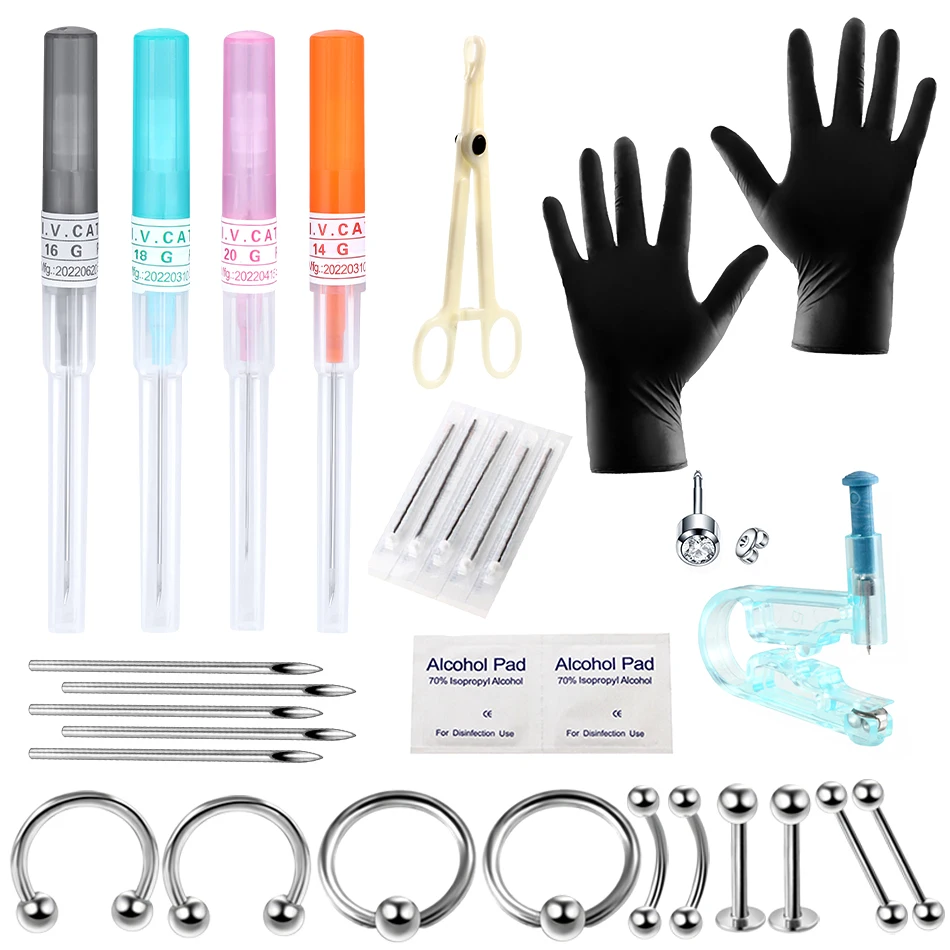 Profissional-descart-vel-Body-Piercing-Tool-Kit-Piercing-agulha ...
