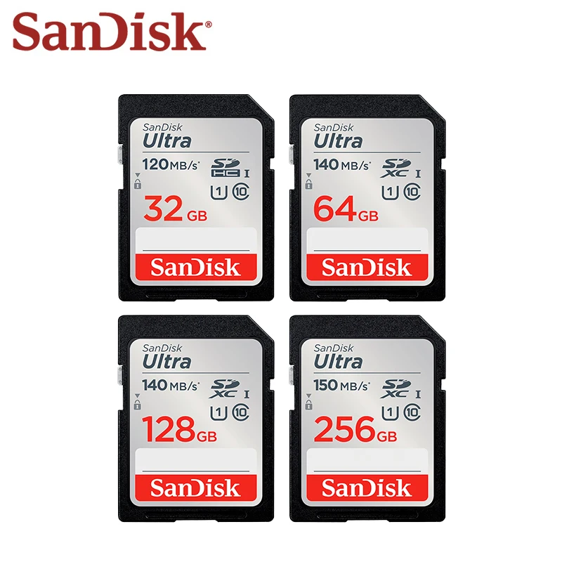 100-Original-Sandisk-SD-Card-Ultra-256GB-128GB-64GB-32GB-U1-High-Speed ...